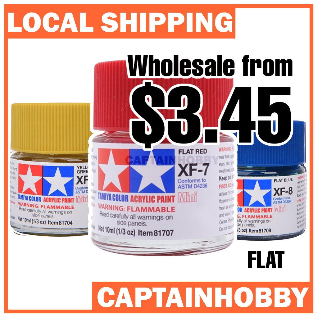 Tamiya Acrylic Paint XF Series – Water-Based Flat Colors XF-1 to XF-90 ...